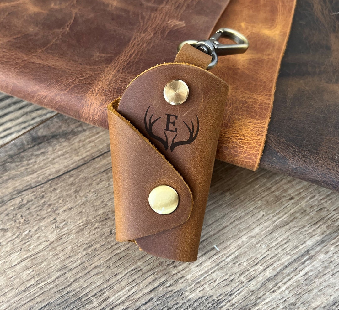 Key Holder With Name, Monogrammed Keychain, Engraved Leather Keychain ...