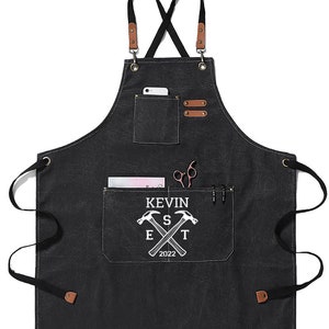 Personalized Cross Back Apron, Construction Worker Apron, Dad Apron ...
