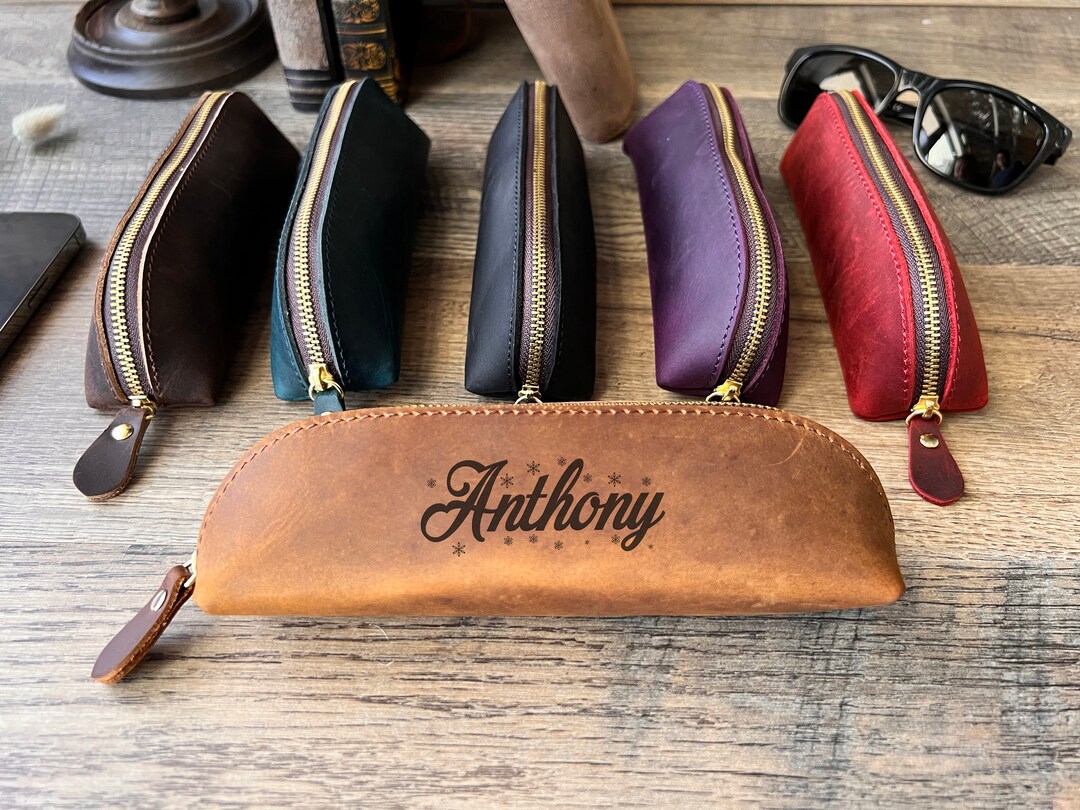 Custom Leather Pen Pouch, Custom Gift for Mom, Mother Day Gift, Leather ...