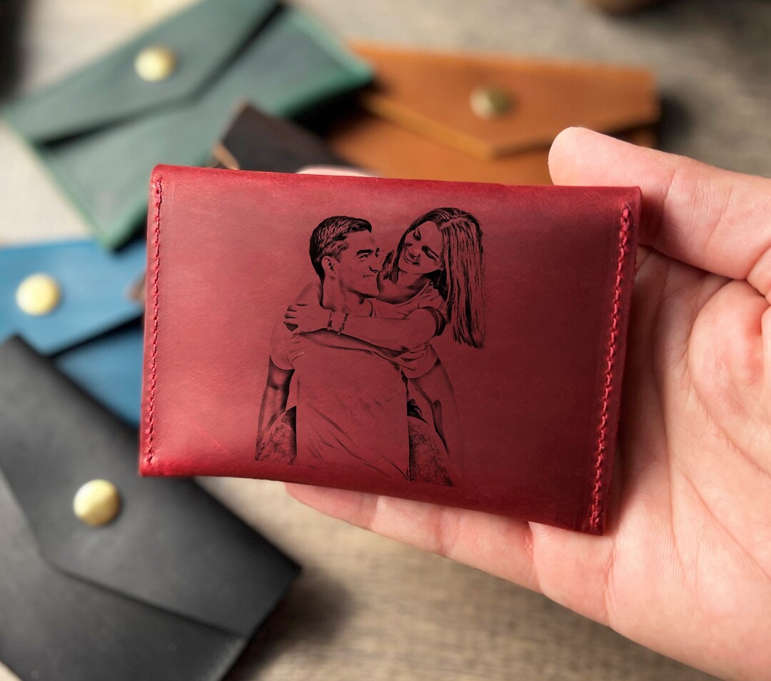 Personalized Picture Leather Pouch, Engraved Photo Pouch, Leather Coin ...