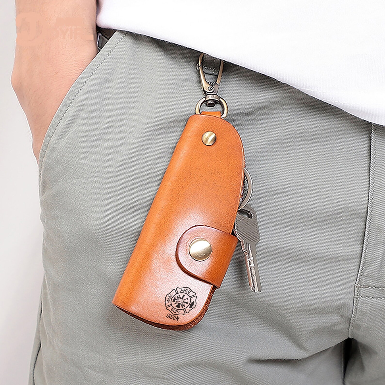 Custom Car Keychain Monogram Keychain Leather Key Case | Etsy