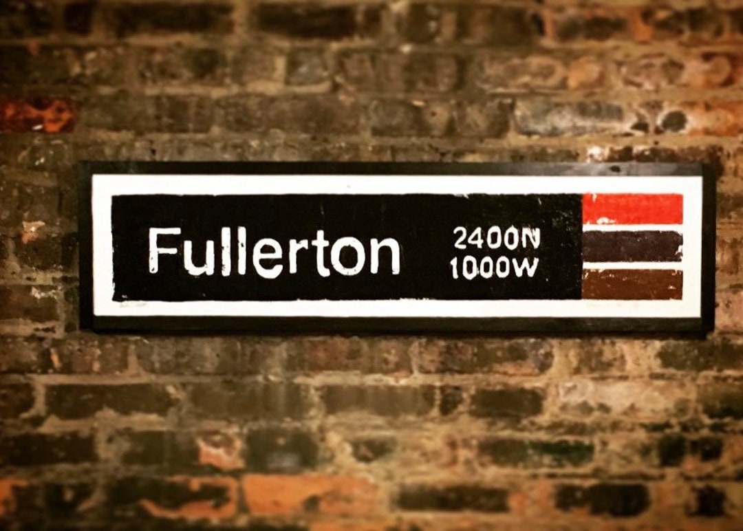 Fullerton CTA L Train Sign Block Print, CTA Fullerton Station Art ...
