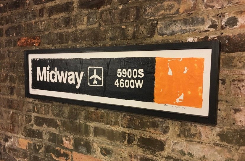 Midway L Train Sign, Midway Orange L Train Sign, Wooden Subway Sign ...