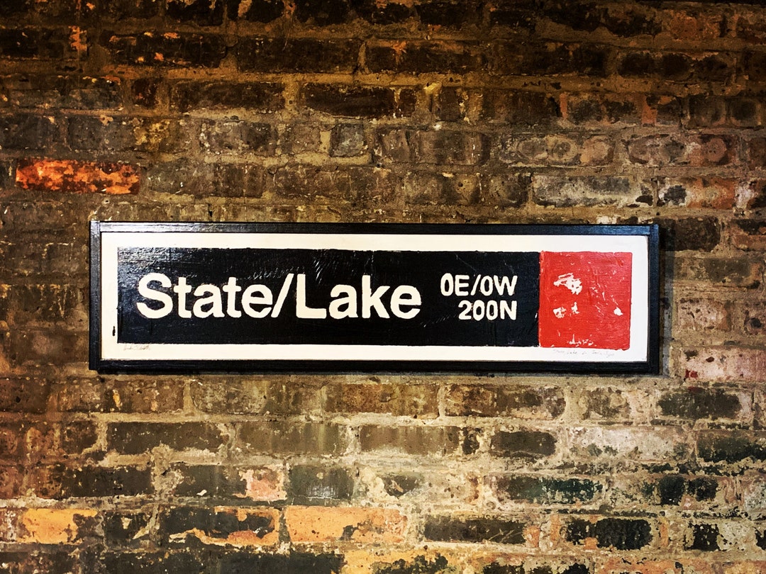 State-lake L Train Sign, State-lake Subway Sign, Chicago Redline CTA ...