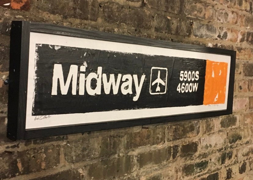 Midway L Train Sign, Midway Orange L Train Sign, Wooden Subway Sign ...