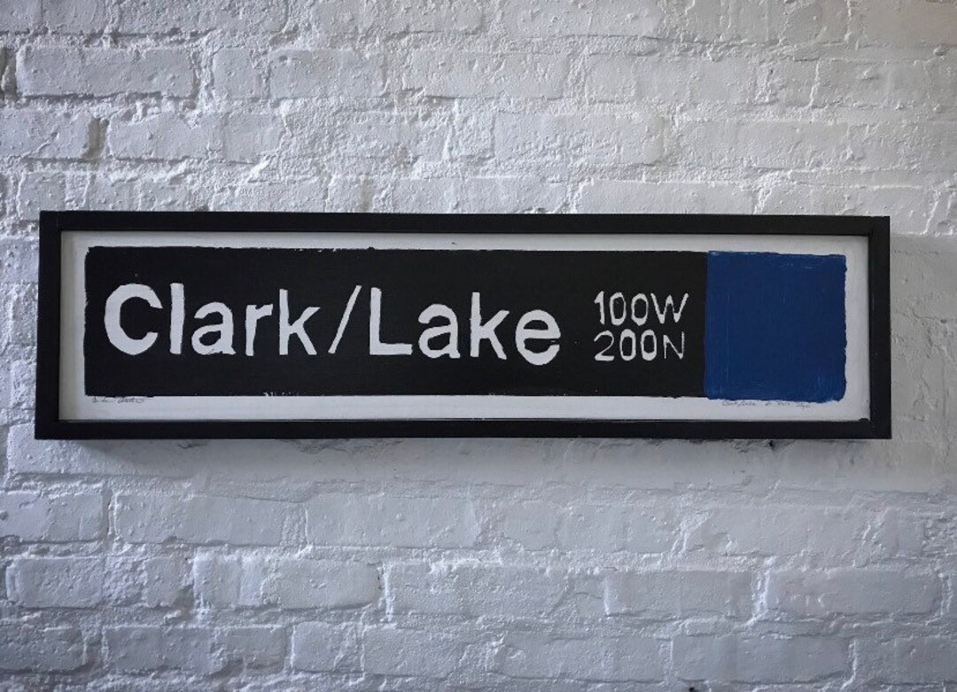 Clark/lake Blueline Station Sign, Chicago Blueline Artwork, Chicago ...