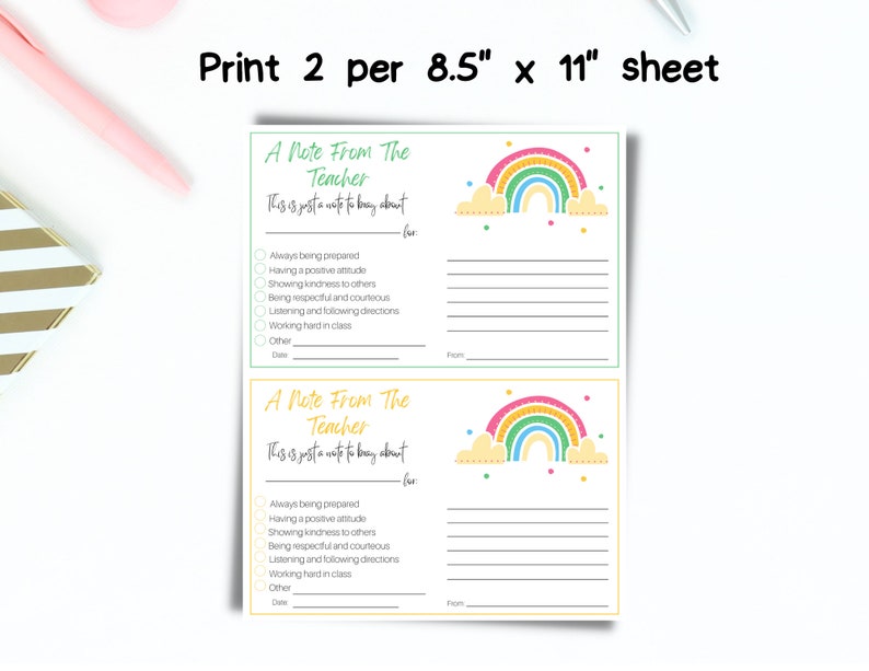 Positive Teacher Note Home to Parents|teacher Brag Card|student ...