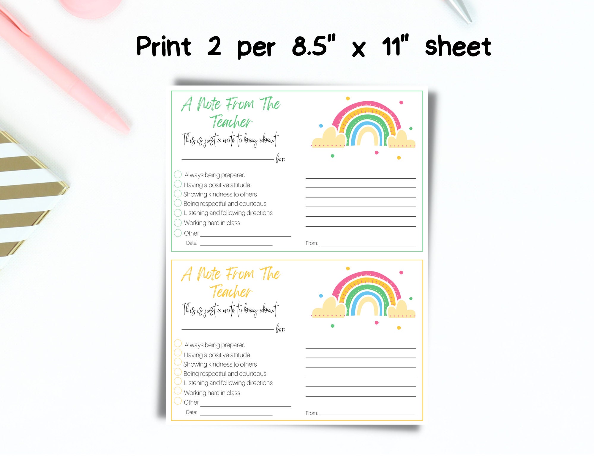 Positive Teacher Note Home to Parents|teacher Brag Card|student ...