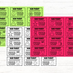 Substitute Teacher Reward Ticketsubstitute Teacher Resourcestudent ...