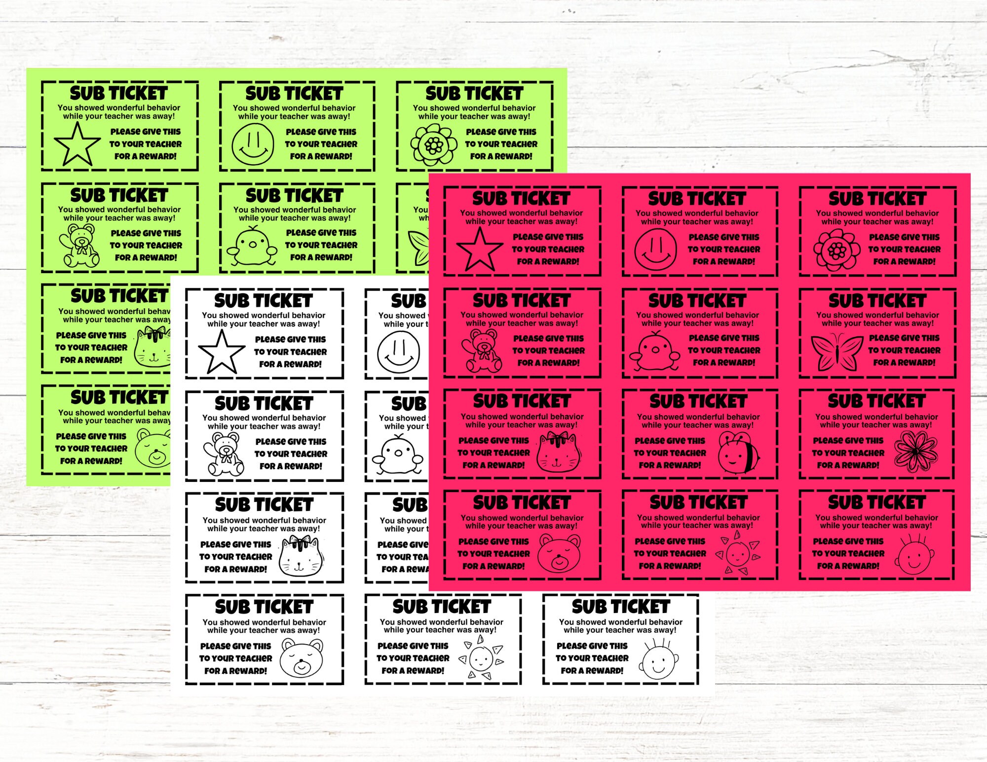 Substitute Teacher Reward Ticketsubstitute Teacher Resourcestudent ...