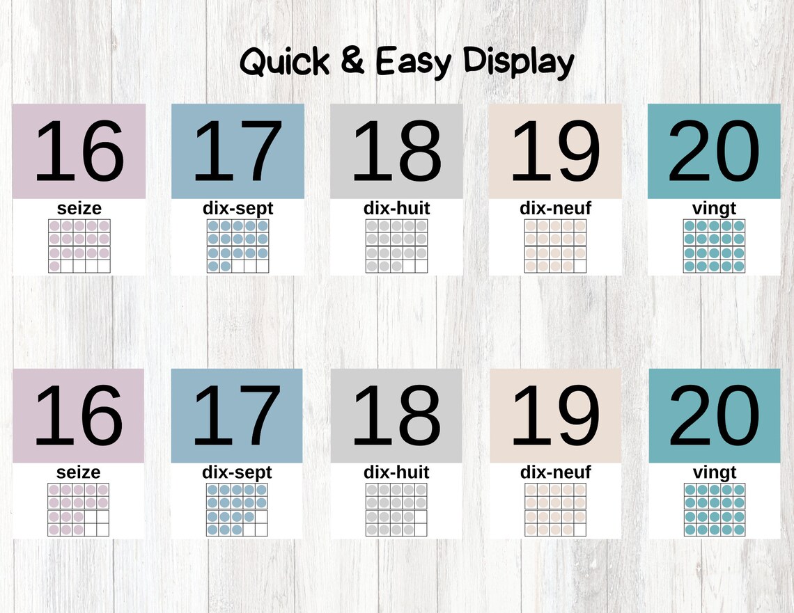 French Classroom Ten Frames Numbers 0-20 Math Postersfrench Immersion ...