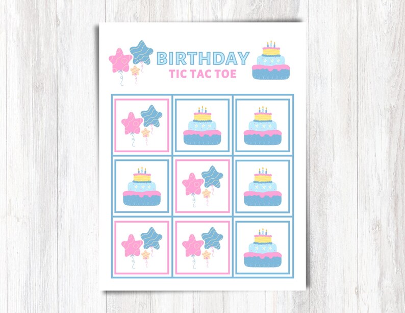 Blue Birthday Tic Tac Toe Game: Printable Party Activity (PDF) - Etsy