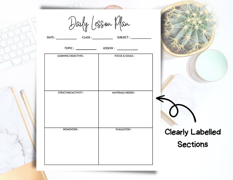 Daily Lesson Plan Printable|teacher Lesson Plan|lesson Plan Template ...