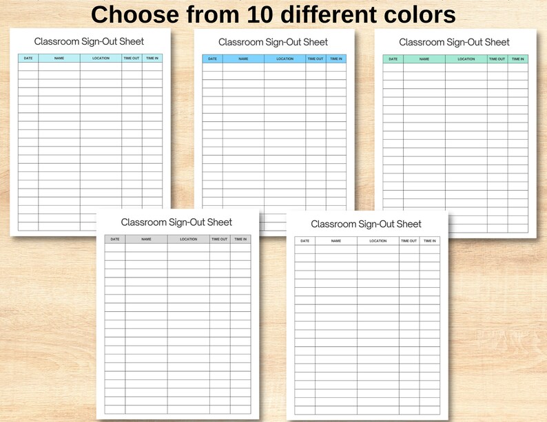 Elementary Middle High School Classroom Sign Out Sheetprintable Student ...