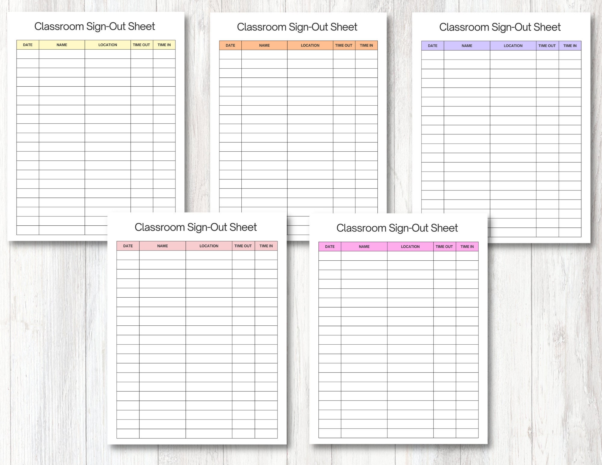 Elementary Middle High School Classroom Sign Out Sheetprintable Student ...