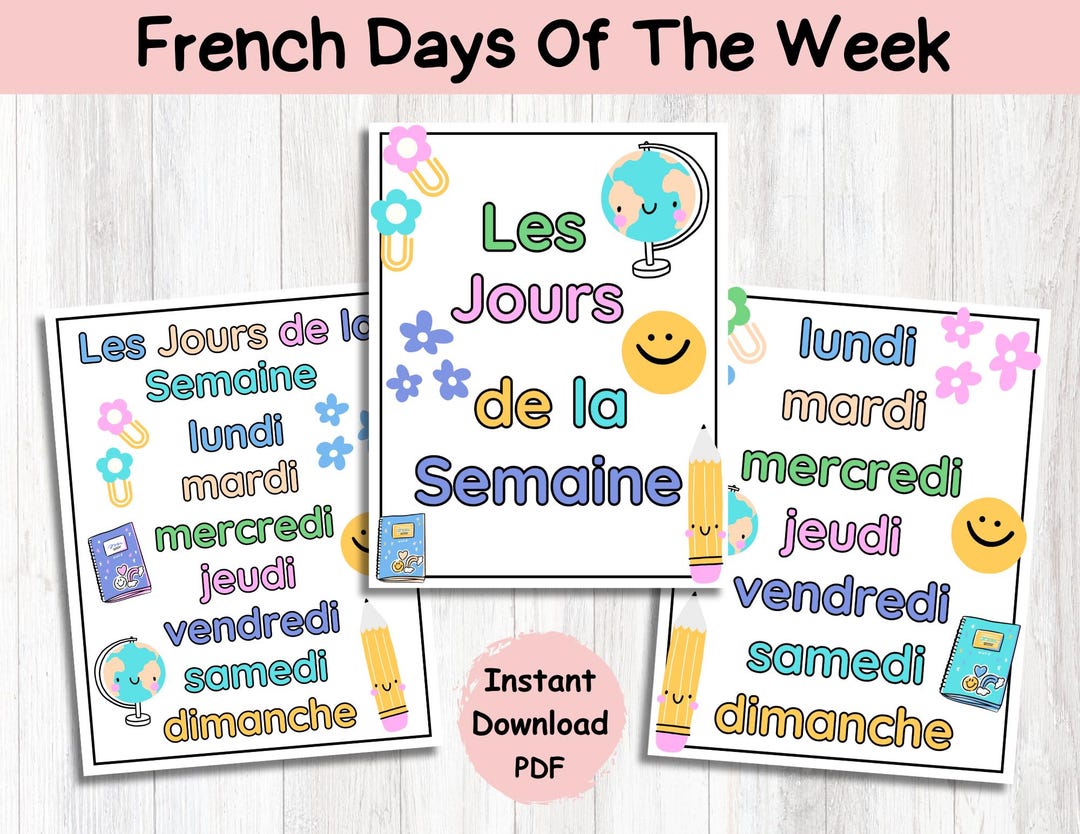 French Days of the Week Postersfrench Immersion Core French Classroom ...