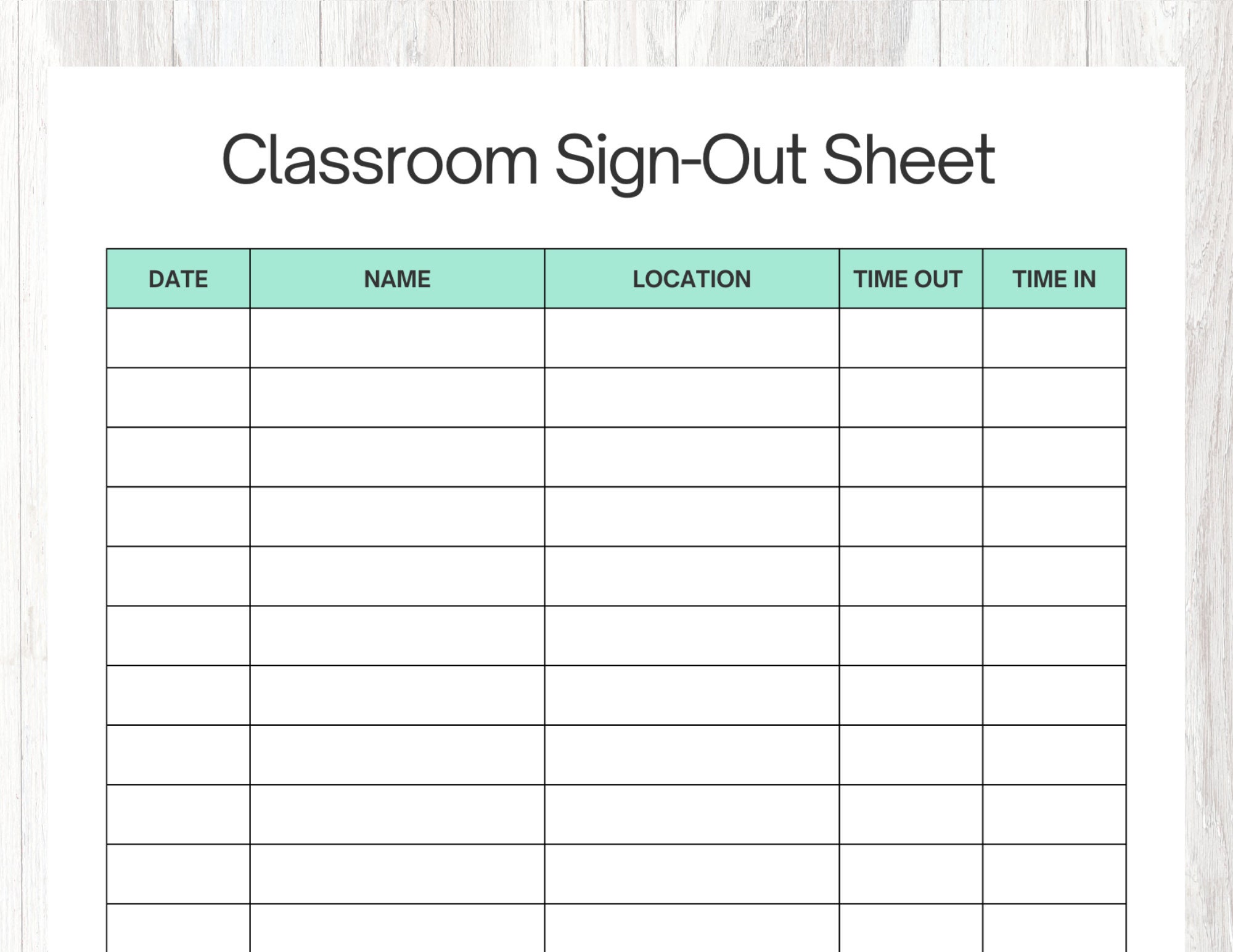 Elementary Middle High School Classroom Sign Out Sheetprintable Student ...