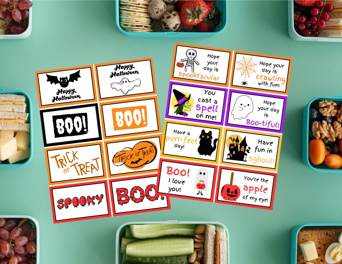 Halloween Lunch Box Notes for Kidshalloween Themed Printable Lunchbox ...