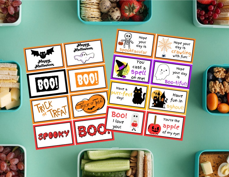 Halloween Lunch Box Notes for Kidshalloween Themed Printable Lunchbox ...