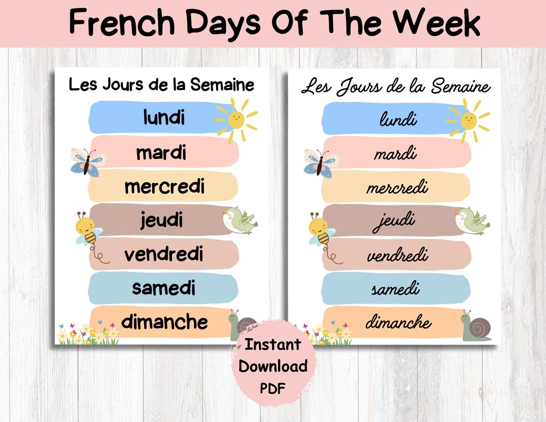 French Days of the Week Poster: Classroom Decor (PDF) - Etsy
