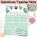 Middle/high School Substitute Teacher Notemultiple Class Substitute ...