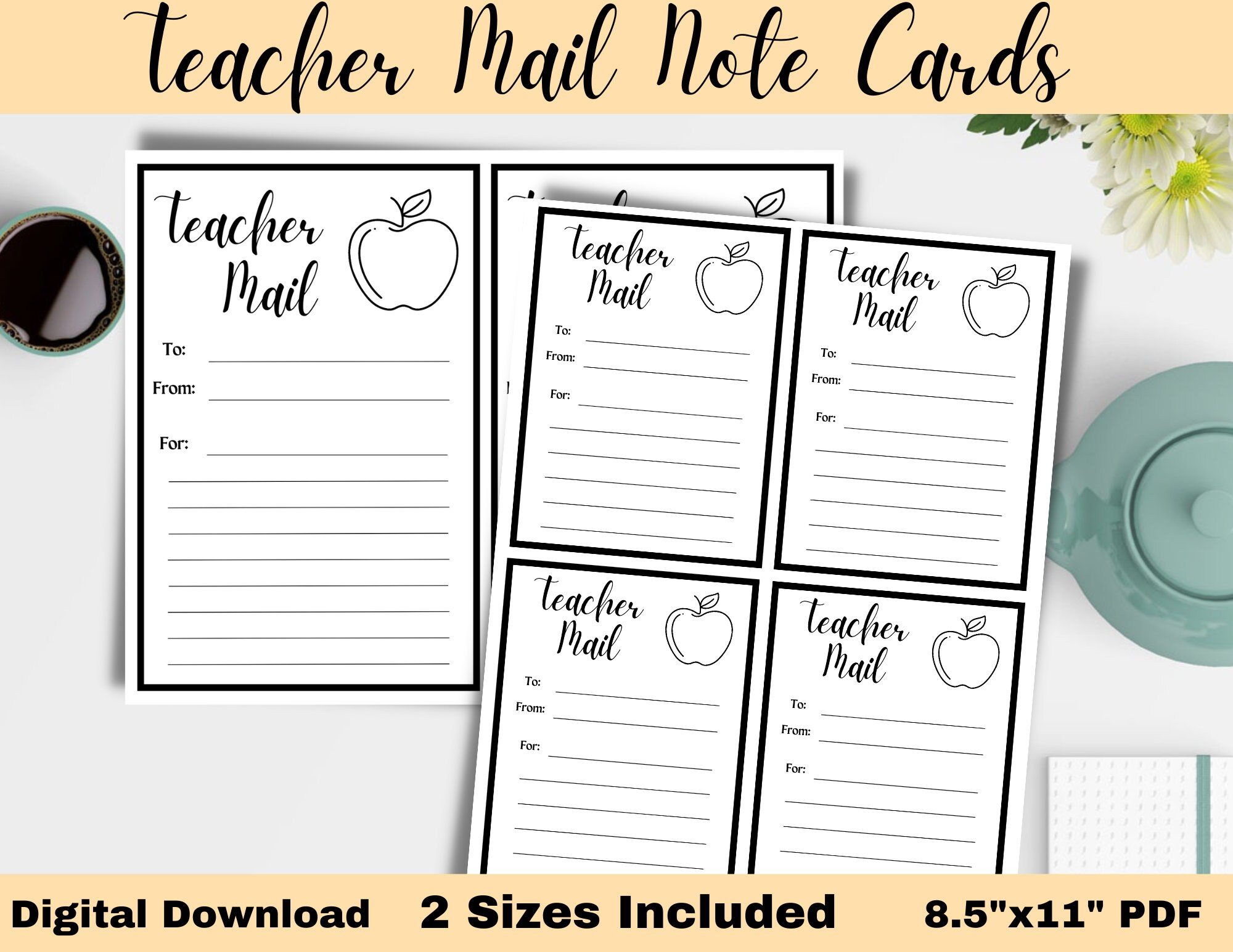 Black & White Teacher Mail Note Cardspositive Teacher Note Homestudent ...