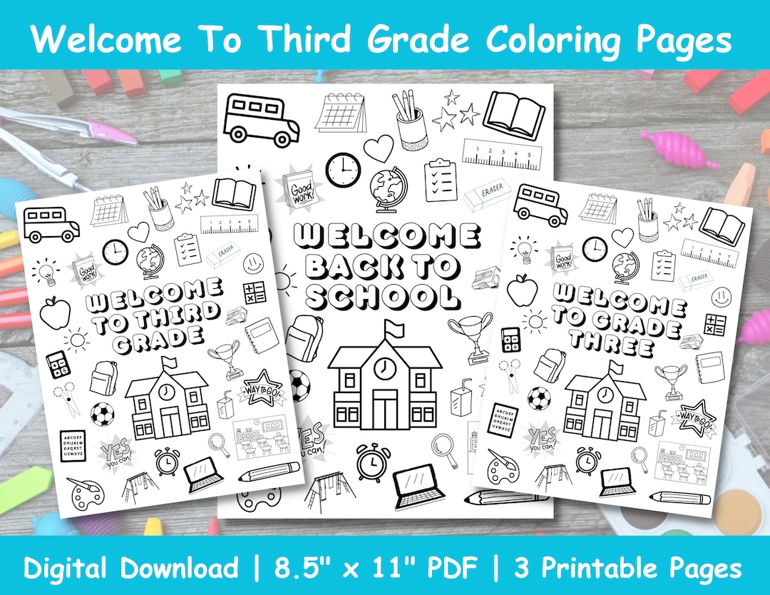Welcome to Third Grade Coloring Pageswelcome Back to School - Etsy