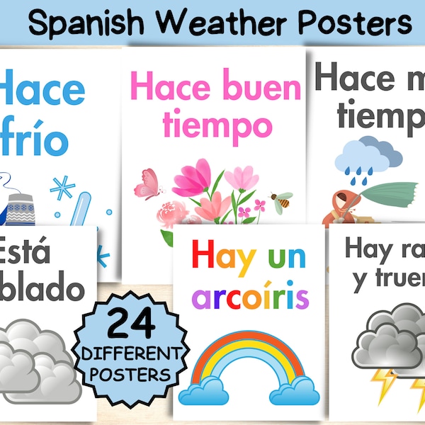 Spanish Classroom Weather Posters - Etsy