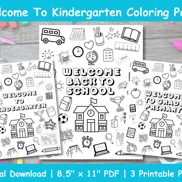 Welcome to Kindergarten Coloring Pages - Etsy