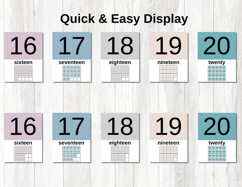 Classroom Ten Frames Numbers 0-20 Math Postersprintable Neutral Numbers ...