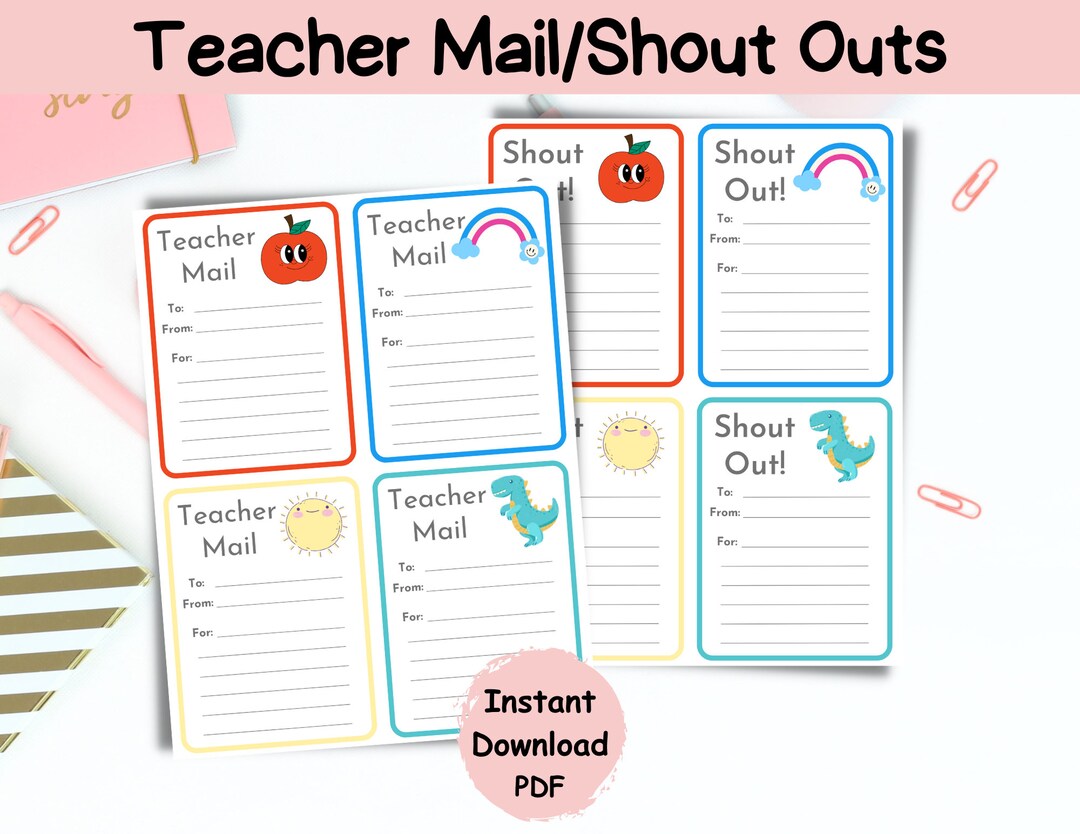 Teacher Mail Shout Out Printable Note Cards|positive Teacher Note Home ...