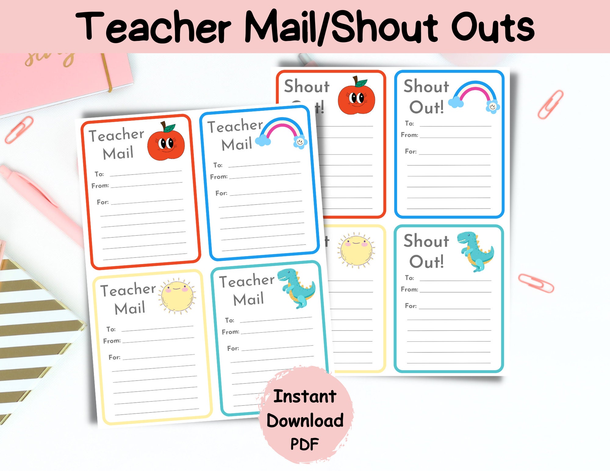 Teacher Mail Shout Out Printable Note Cards|positive Teacher Note Home ...