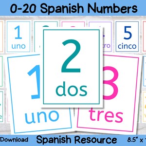 Spanish Numbers 0-20 Classroom Postersspanish Class Decorprintable ...