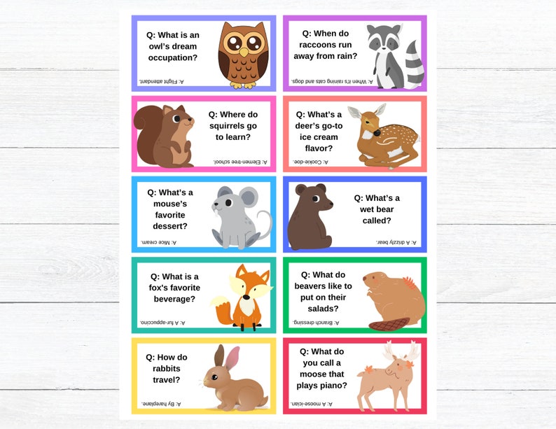 Funny Animal Lunch Box Jokes for Kidsanimal Themed Printable Lunchbox ...