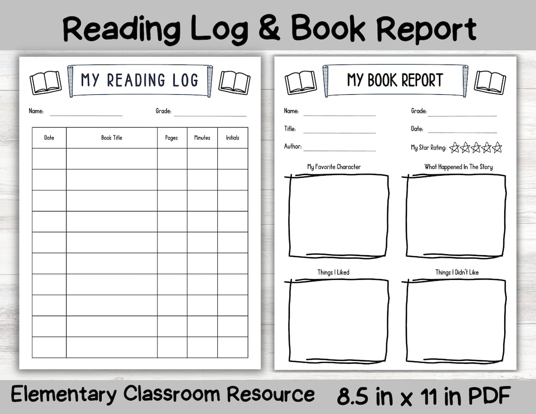 Reading Log Book Report Templatekids Book Trackerstudent - Etsy