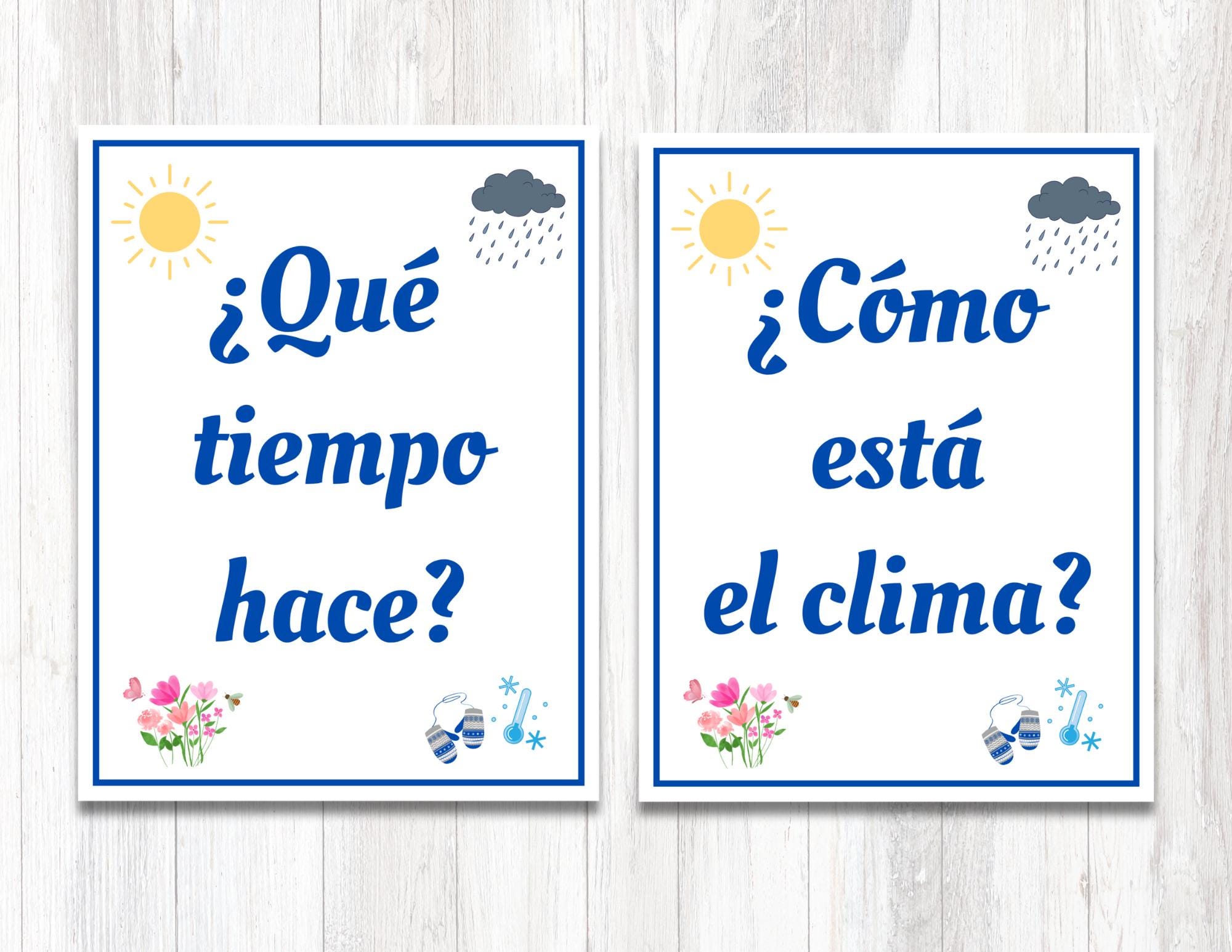 Spanish Weather Vocabulary Poster Set: Spanish Classroom Decor (PDF ...