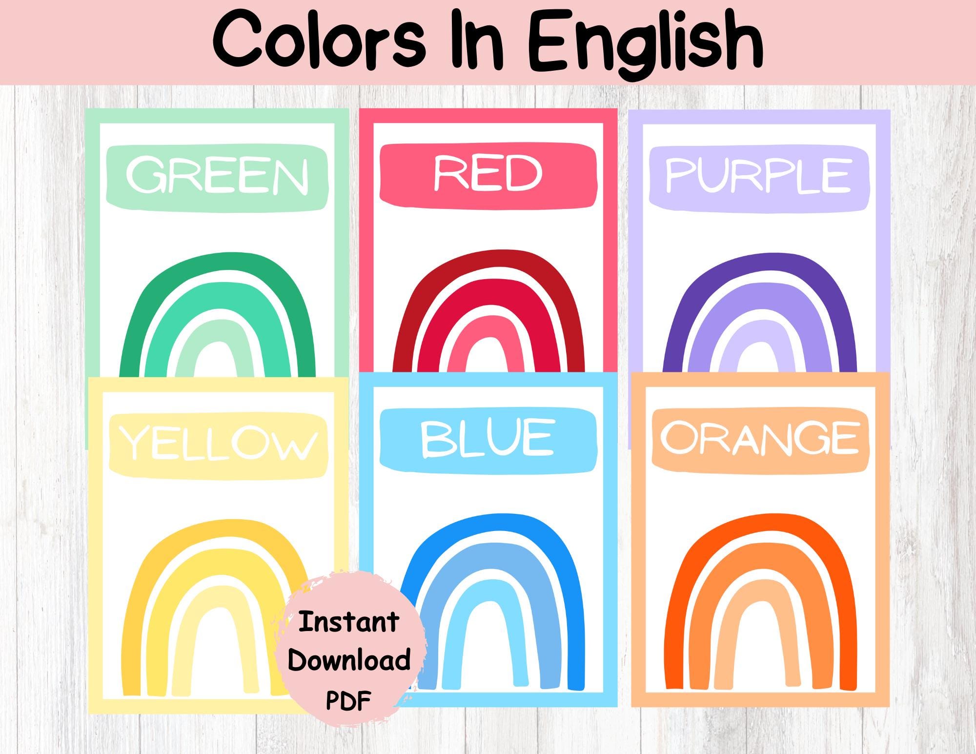 Basic Colors in English Classroom Display|monochromatic Rainbow Color ...