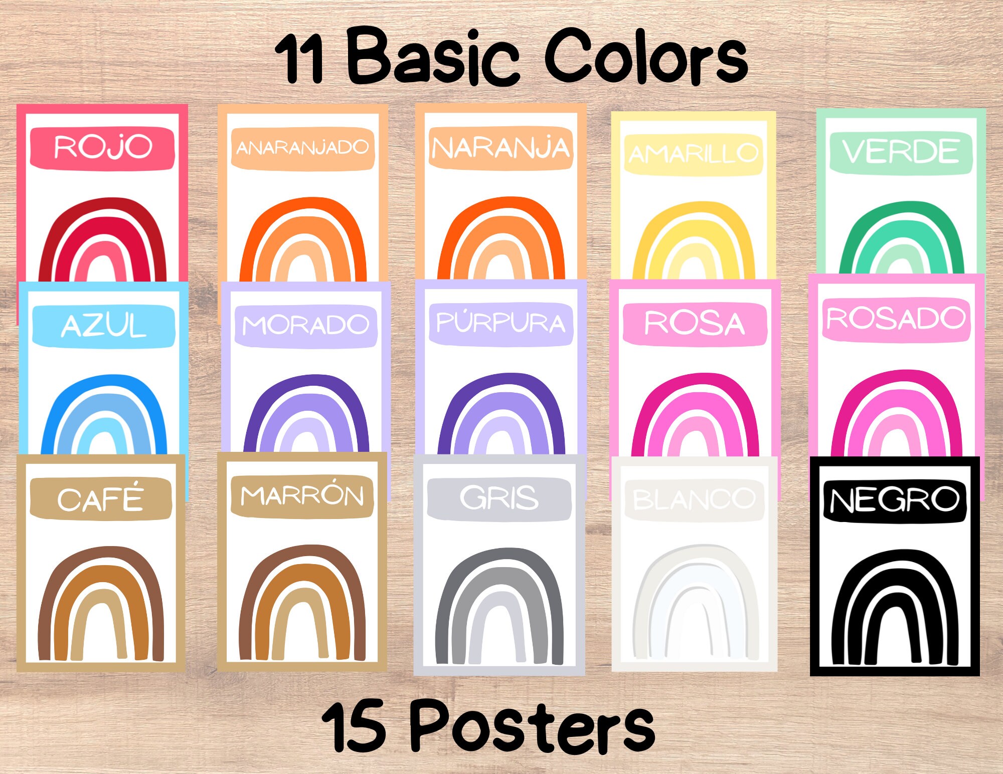 Spanish Basic Colors Printable Posterscarteles Educativos - Etsy