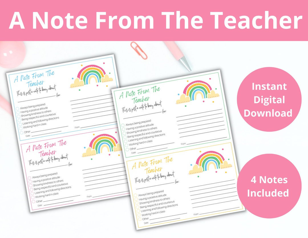 Positive Teacher Note Home to Parentsteacher Brag - Etsy