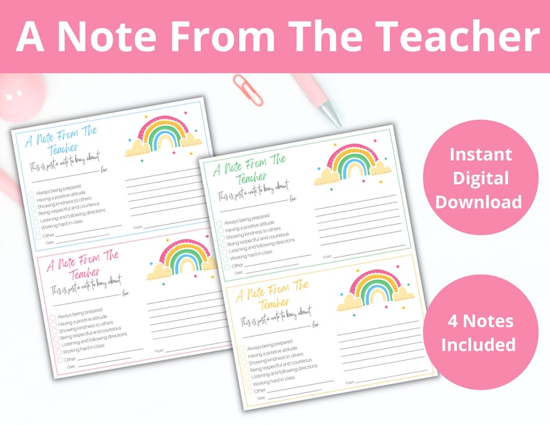 Positive Teacher Note Home to Parentsteacher Brag - Etsy