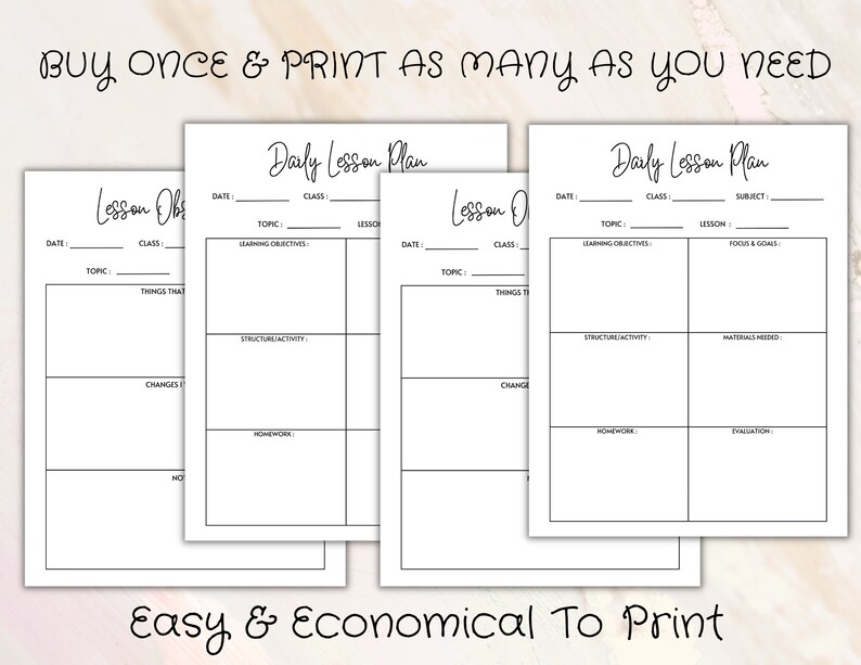 Daily Lesson Plan Printableteacher Lesson Planlesson Plan - Etsy