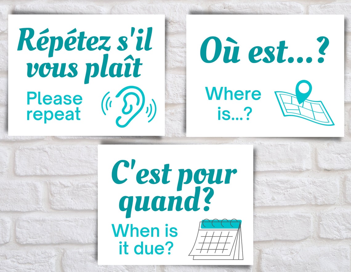 Common French Phrases Classroom Posters french Classroom Decorfrench ...