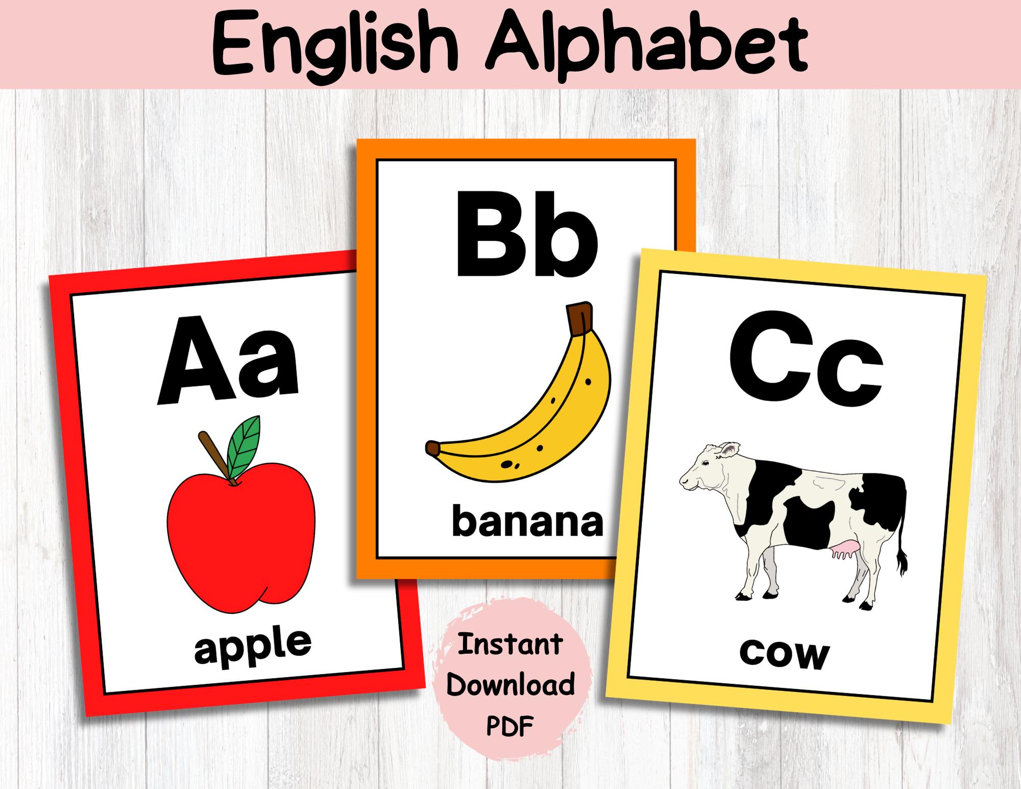 Colorful English Alphabet Posters: Classroom ABC Decor (PDF) - Etsy