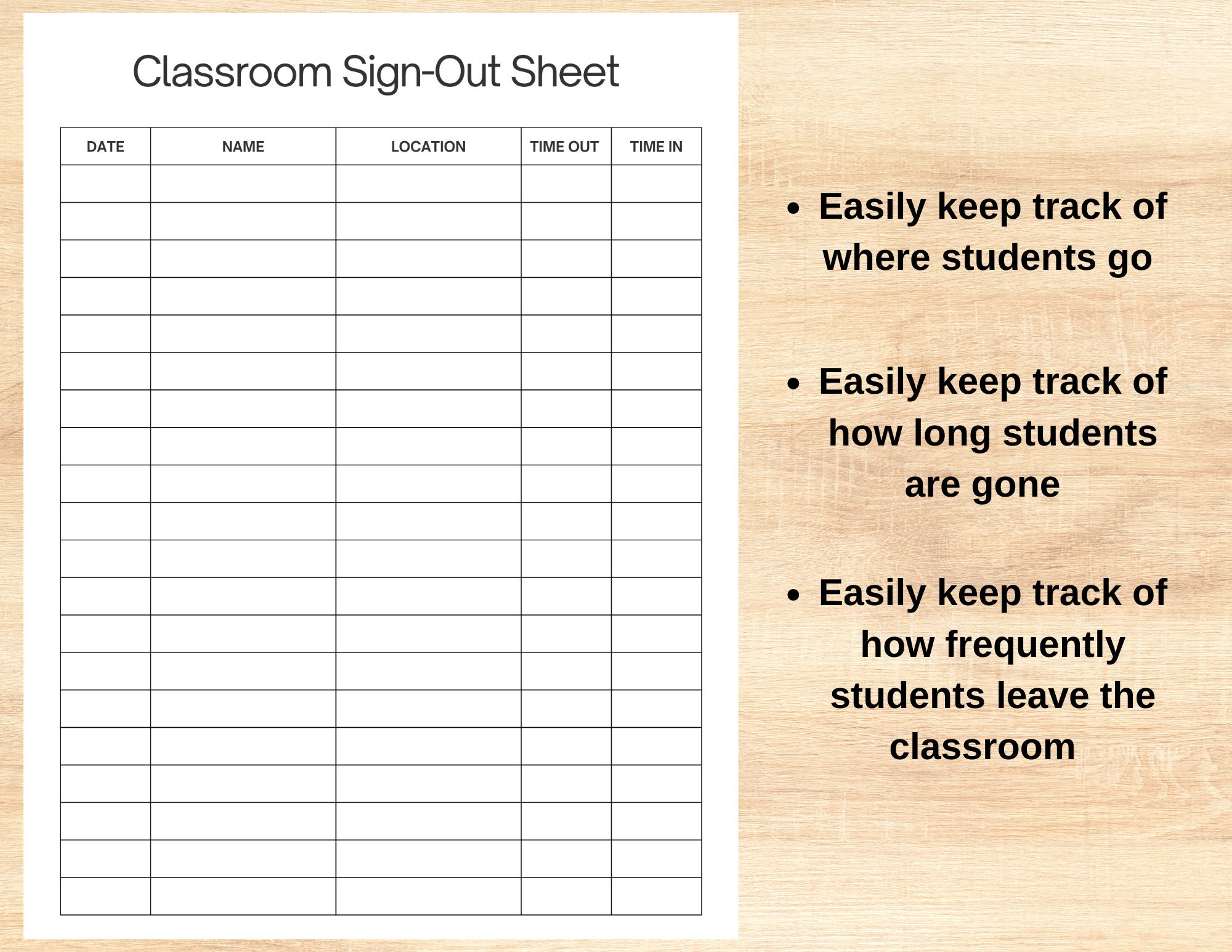 Elementary Middle High School Classroom Sign Out - Etsy