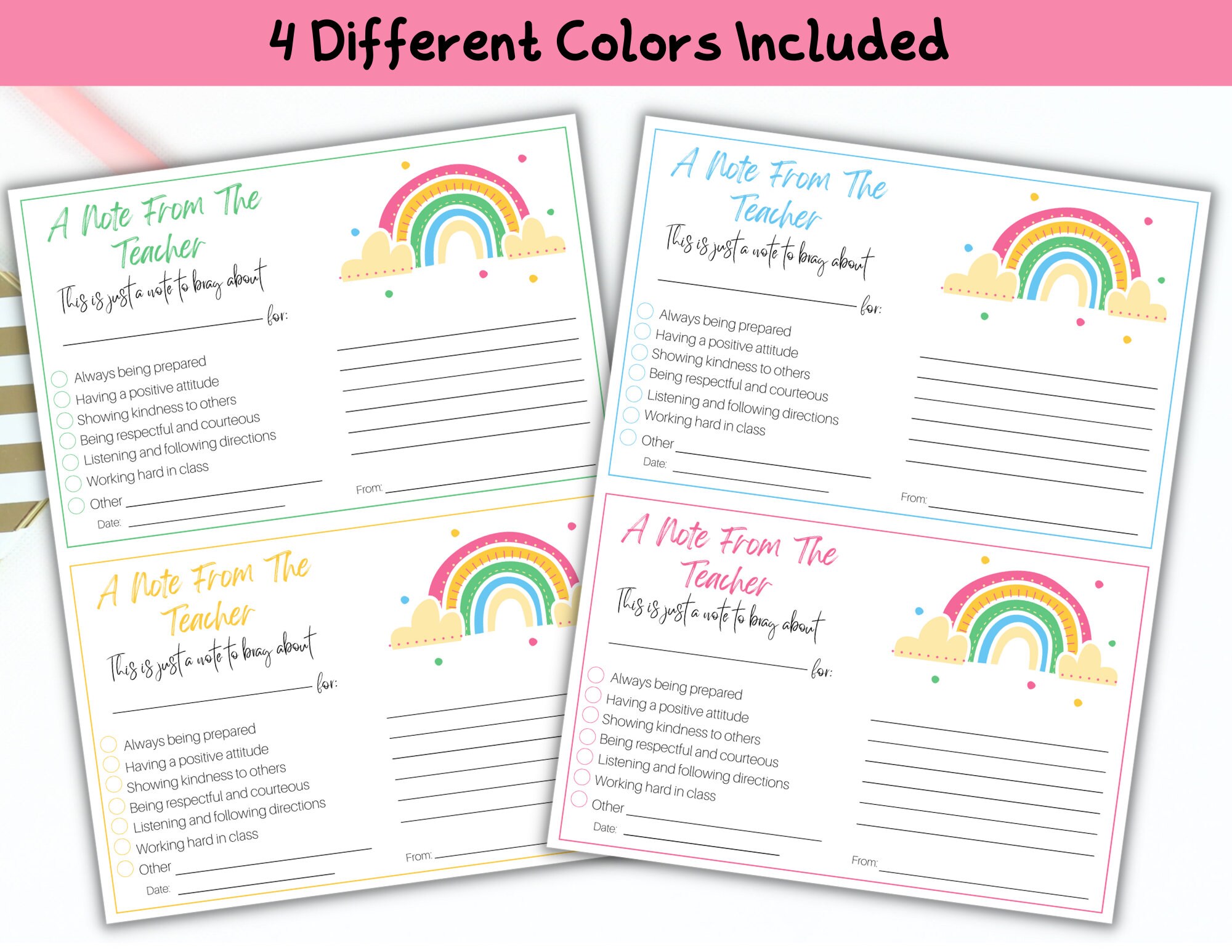 Positive Teacher Note Home to Parentsteacher Brag Cardstudent ...