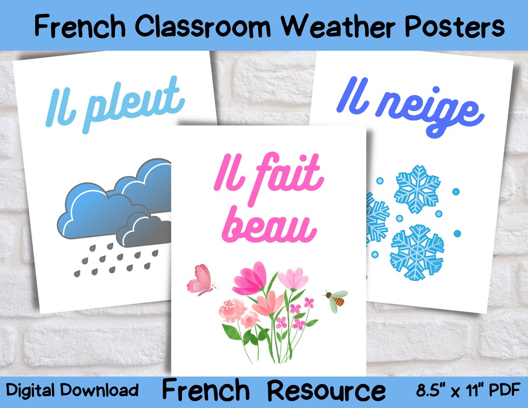 French Weather Posters for the Classroomfrench Classroom - Etsy