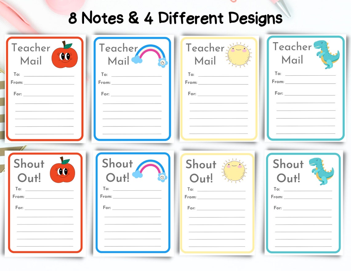 Teacher Mail Shout Out Printable Note Cardspositive Teacher Note ...