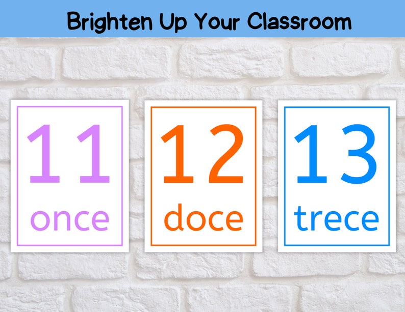 Spanish Numbers 0-20 Classroom Postersspanish Class Decorprintable ...