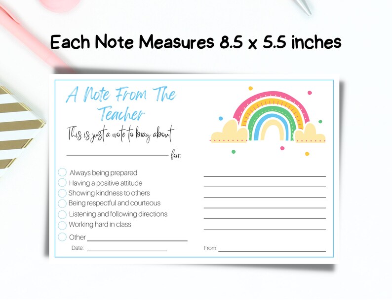 Positive Teacher Note Home to Parents|teacher Brag Card|student ...