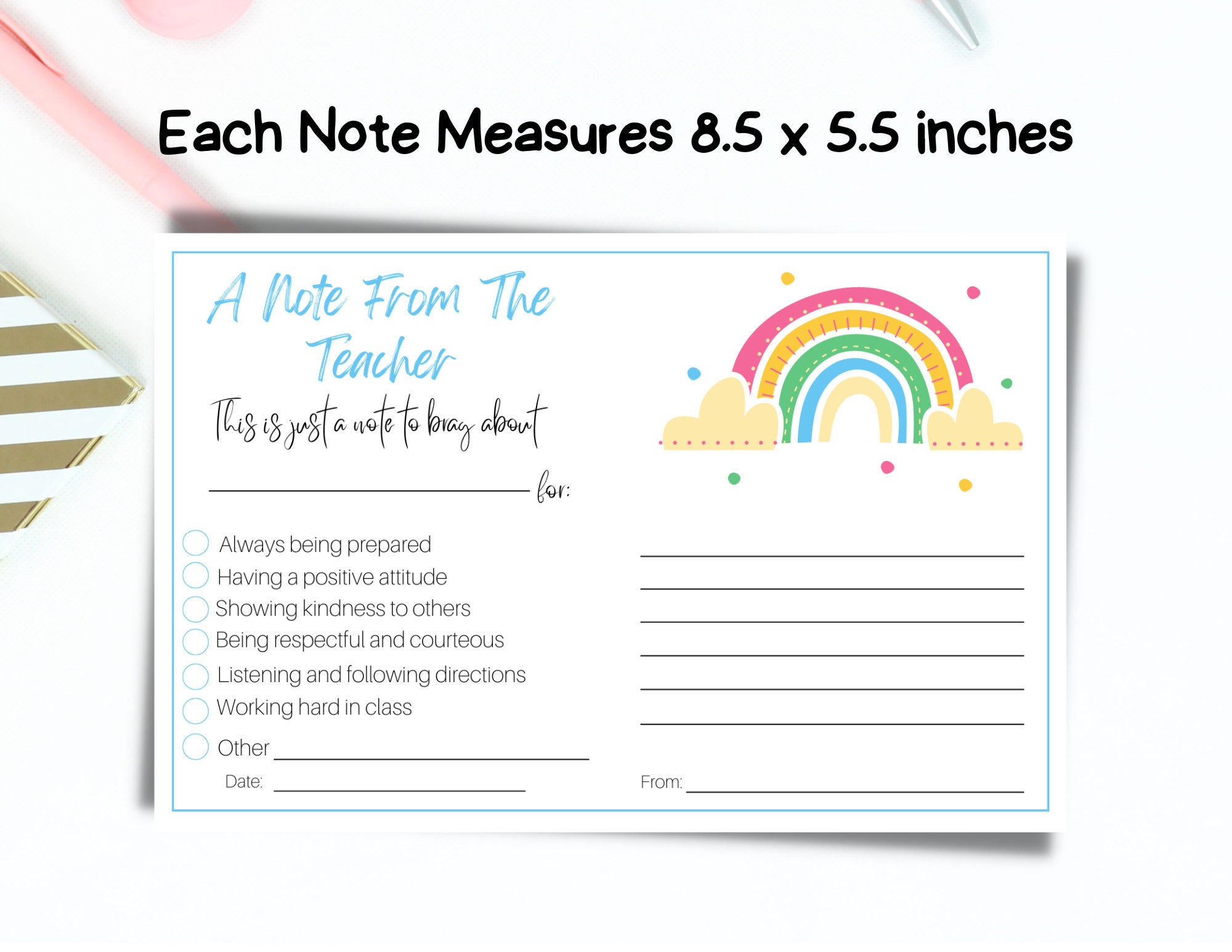 Positive Teacher Note Home to Parents|teacher Brag Card|student ...